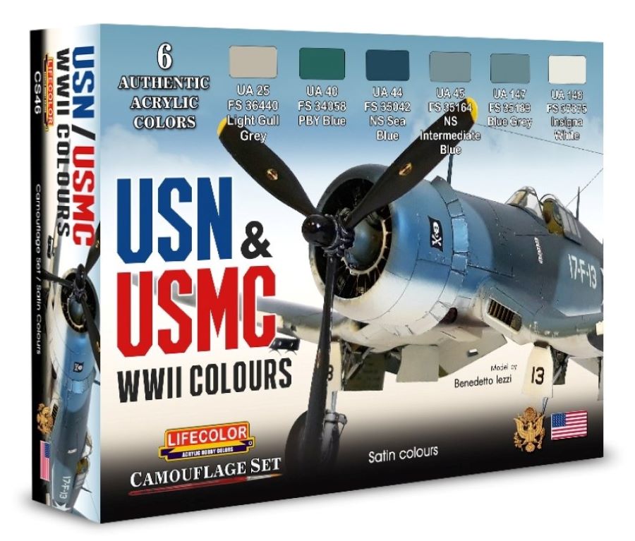 Lifecolor CS46 USN & USMC WWII Camouflage Acrylic Set (6 22ml Bottles ...